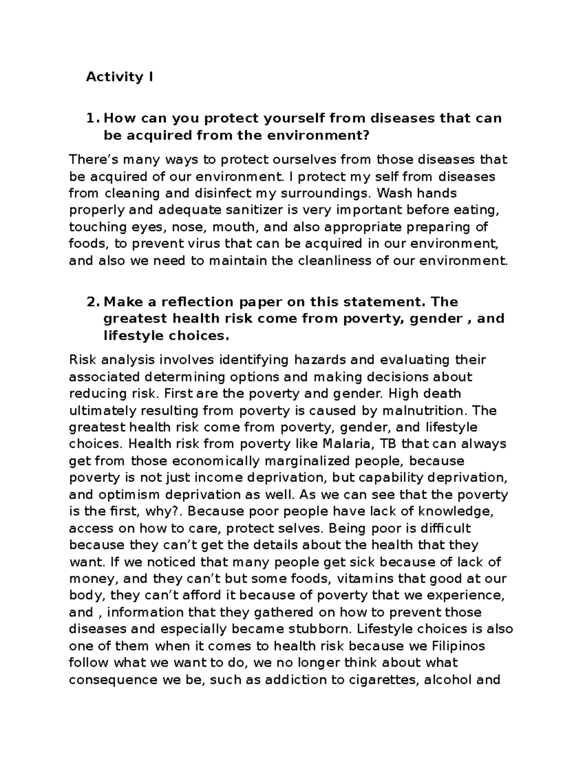 Environmental science - Activity - Activity I How can you protect ...