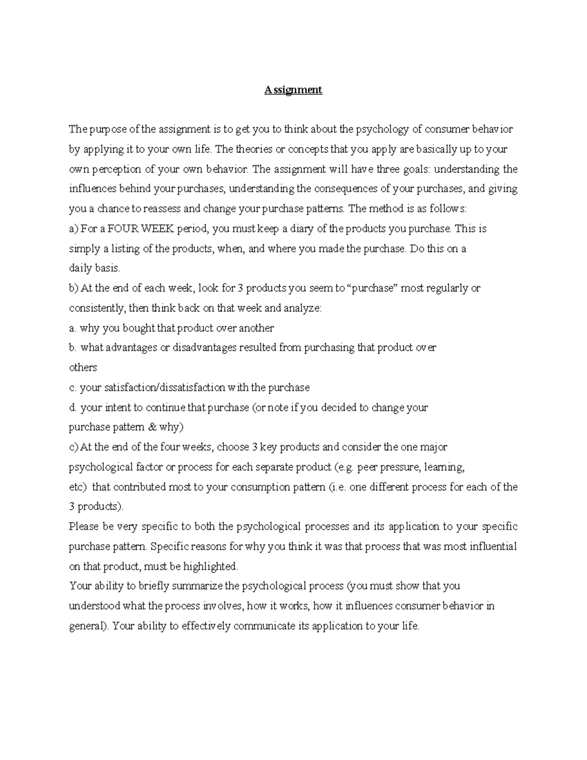 CB assignment - Here is my assignmnet - Assignment The purpose of the ...