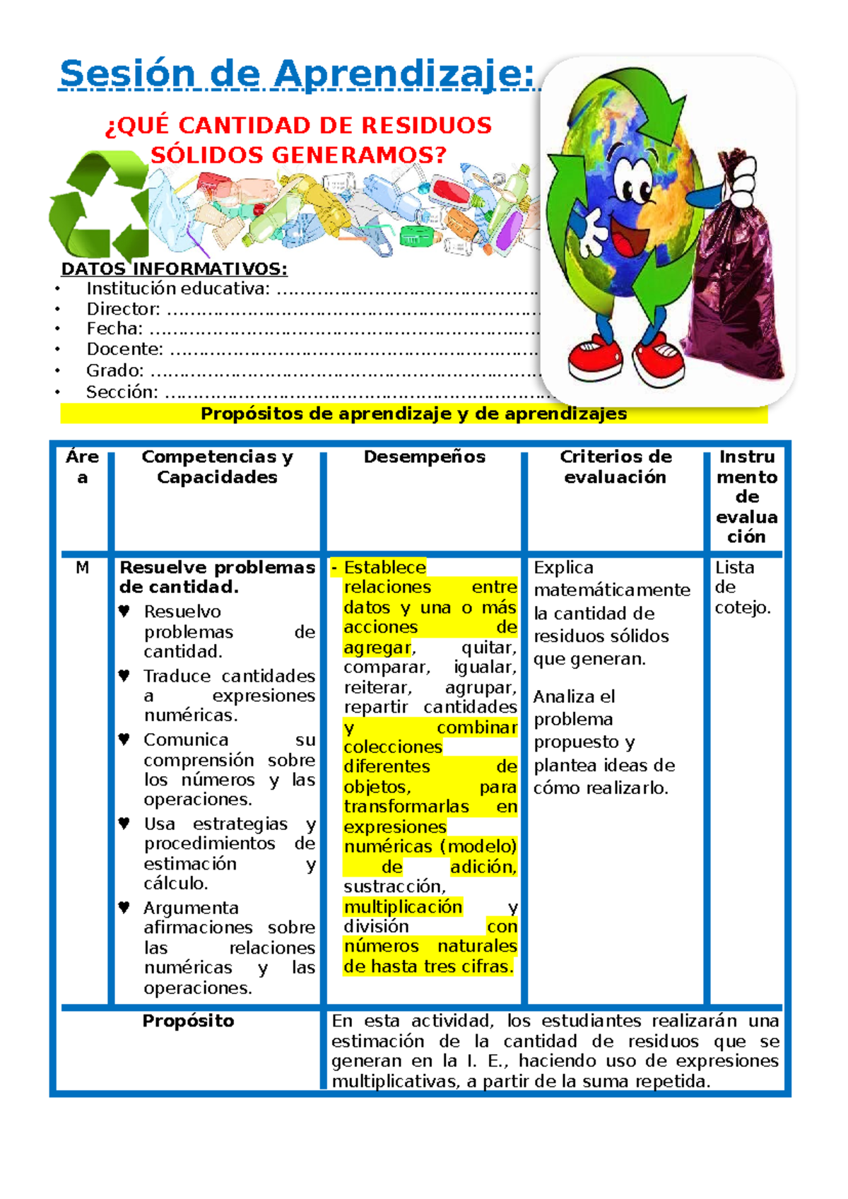 3° Sesión DÍA 3 MAT QUÉ Cantidad DE Residuos Sólidos Generamos - DATOS ...