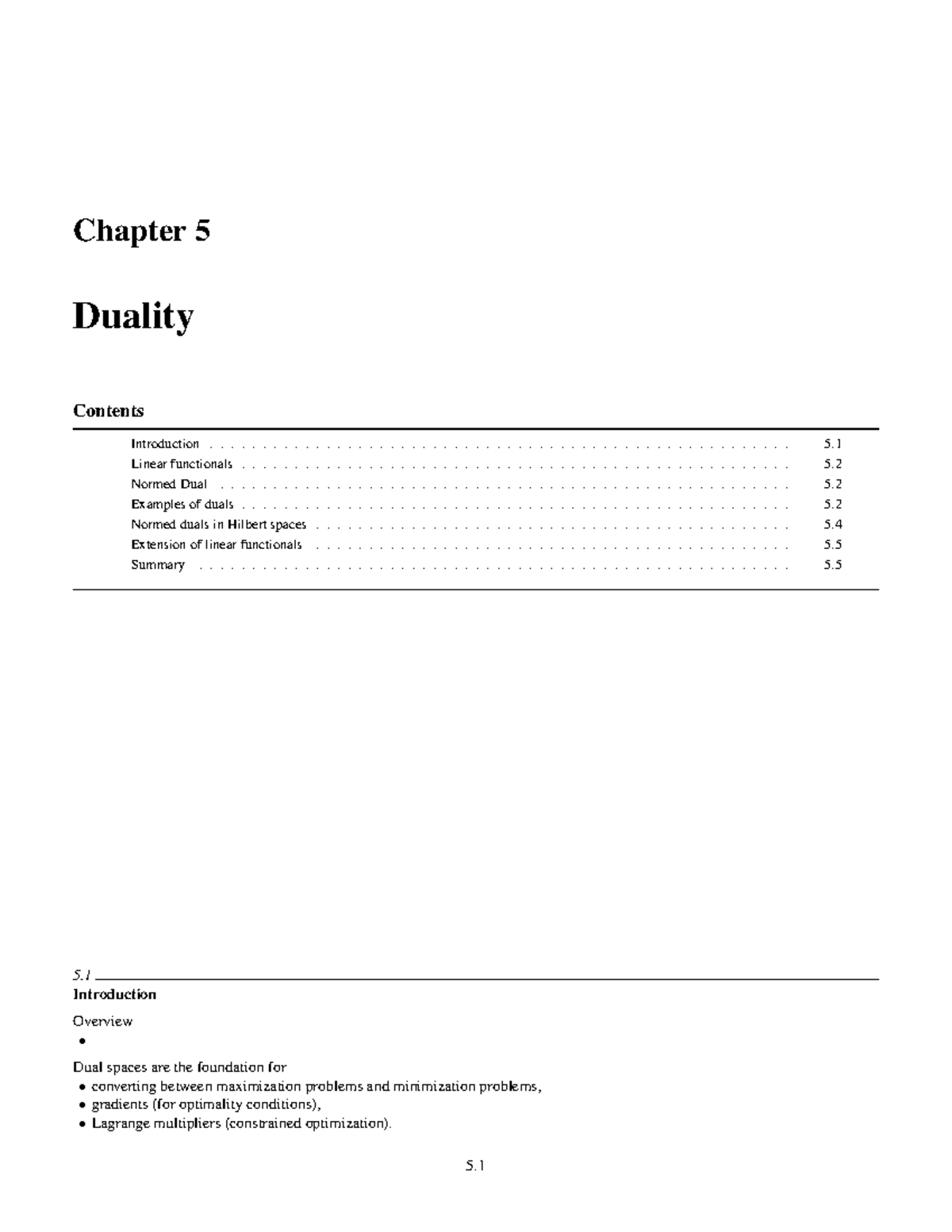 Lecture notes, lectures 5 - 6 - Chapter 5 Duality Contents Introduction