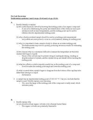 Lab 5 Orgo - lab 5 - Pre Lab Excercises Prelaboratory questions 1-4, pp ...