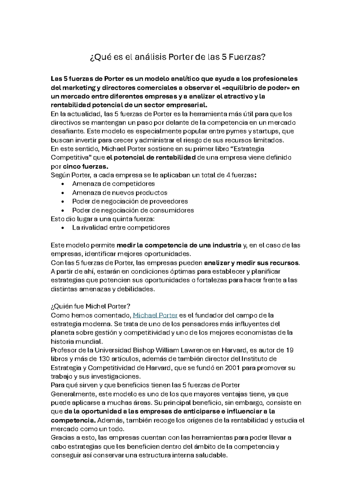 Análisis Porter de las 5 Fuerzas - ¿Qué es el análisis Porter de las 5 ...