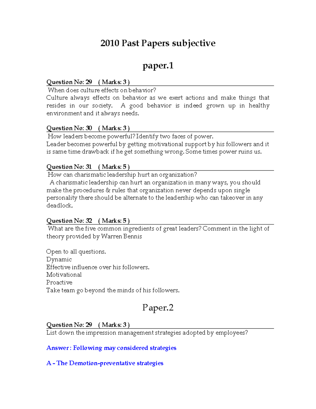 MGMT623-Mid Term-subjective - 2010 Past Papers subjective paper ...