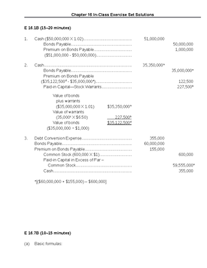 Ch 19 HW - Accounting 301B, Chapter 19 Homework, Calculations Problems ...