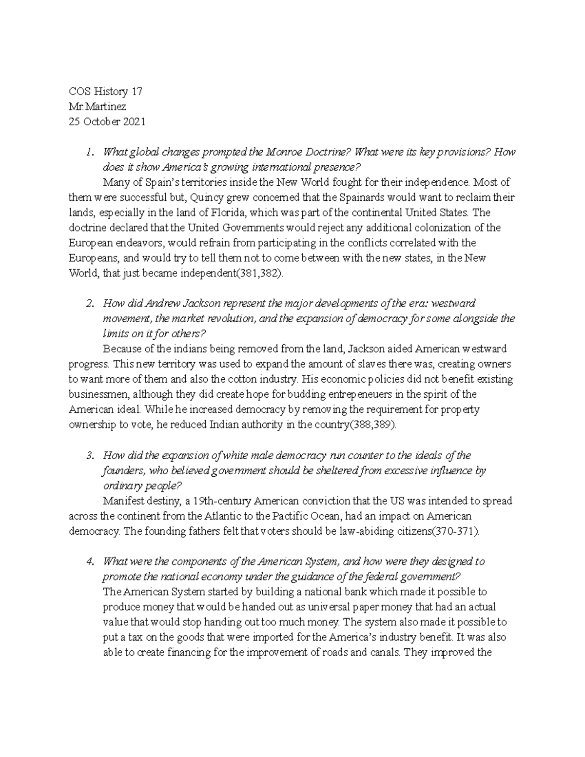 Chapter 10 Lecture Notes - COS History 17 Mr 25 October 2021 1. What ...