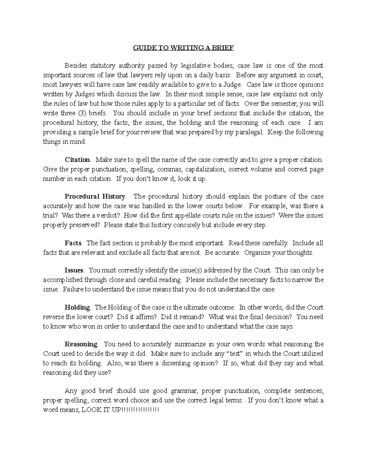 Guide TO Writing A Brief-1 - BUS 3350 - UT-Chattanooga - Studocu