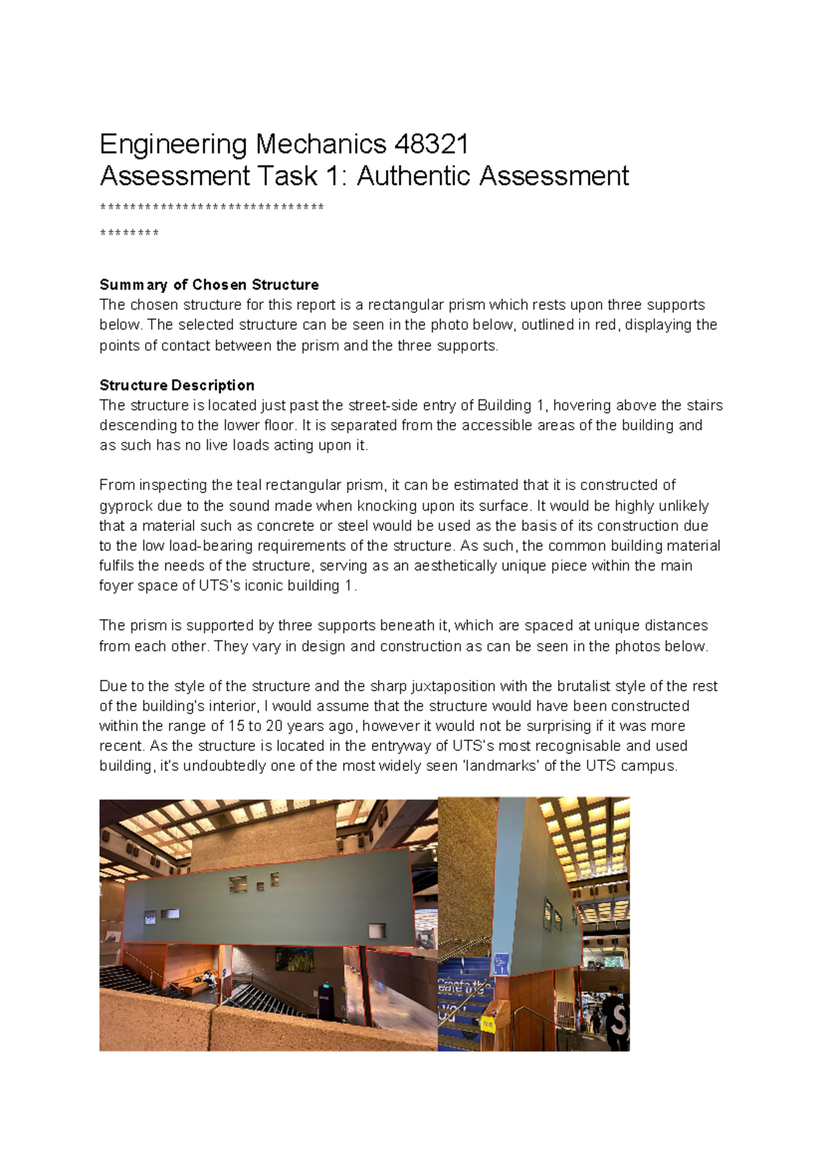 48321 Engineering Mechanics AT1 - Engineering Mechanics 48321 ...