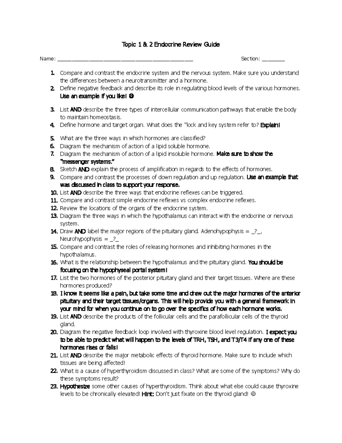 Endocrine Review Guide - Studocu