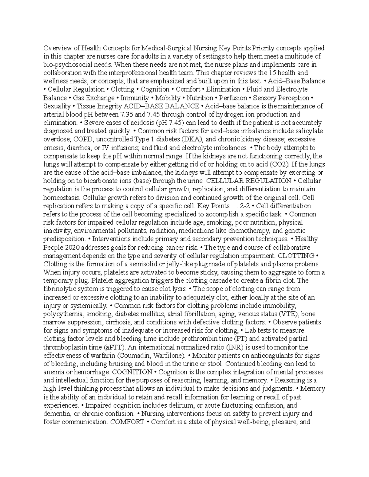 Studocu Overview of Health Concepts for Medical Notes - Overview of ...