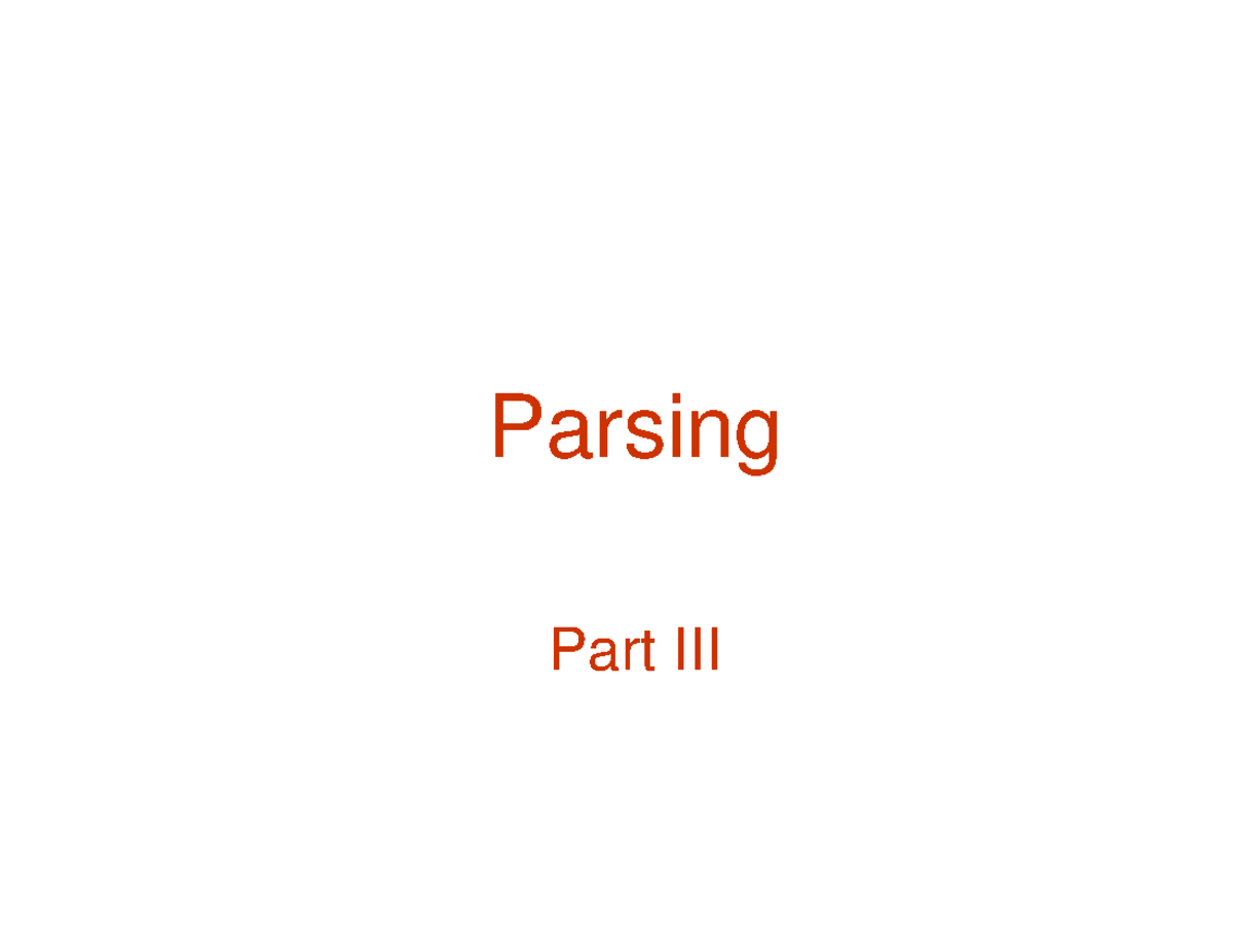 Parsing 3 of compilation - Introduction to Compilation - Parsing Part ...