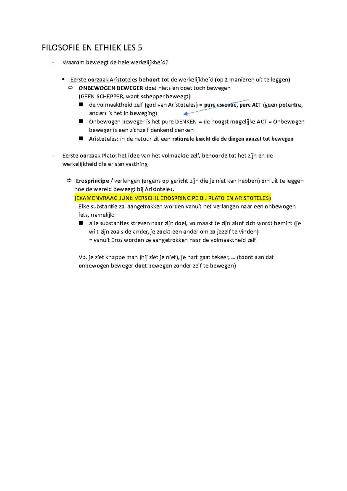 Les 5 - les 5 notes - FILOSOFIE EN ETHIEK LES 5 Waarom beweegt de hele ...