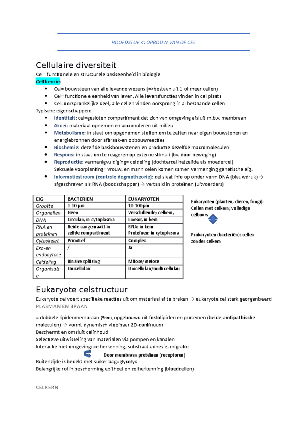 Cellen HF 4: opbouw van de cel - HOOFDSTUK 4: OPBOUW VAN DE CEL ...