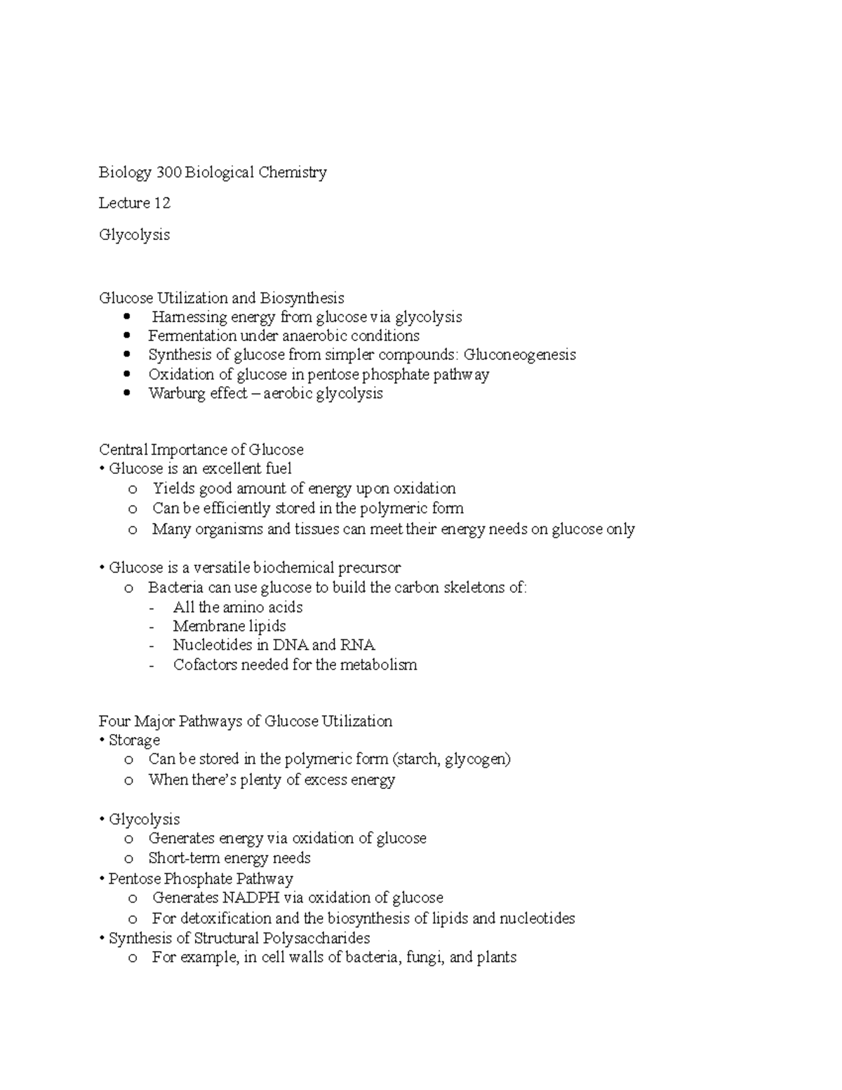 Biological Chemistry Lecture 12 Notes - Biology 300 Biological ...