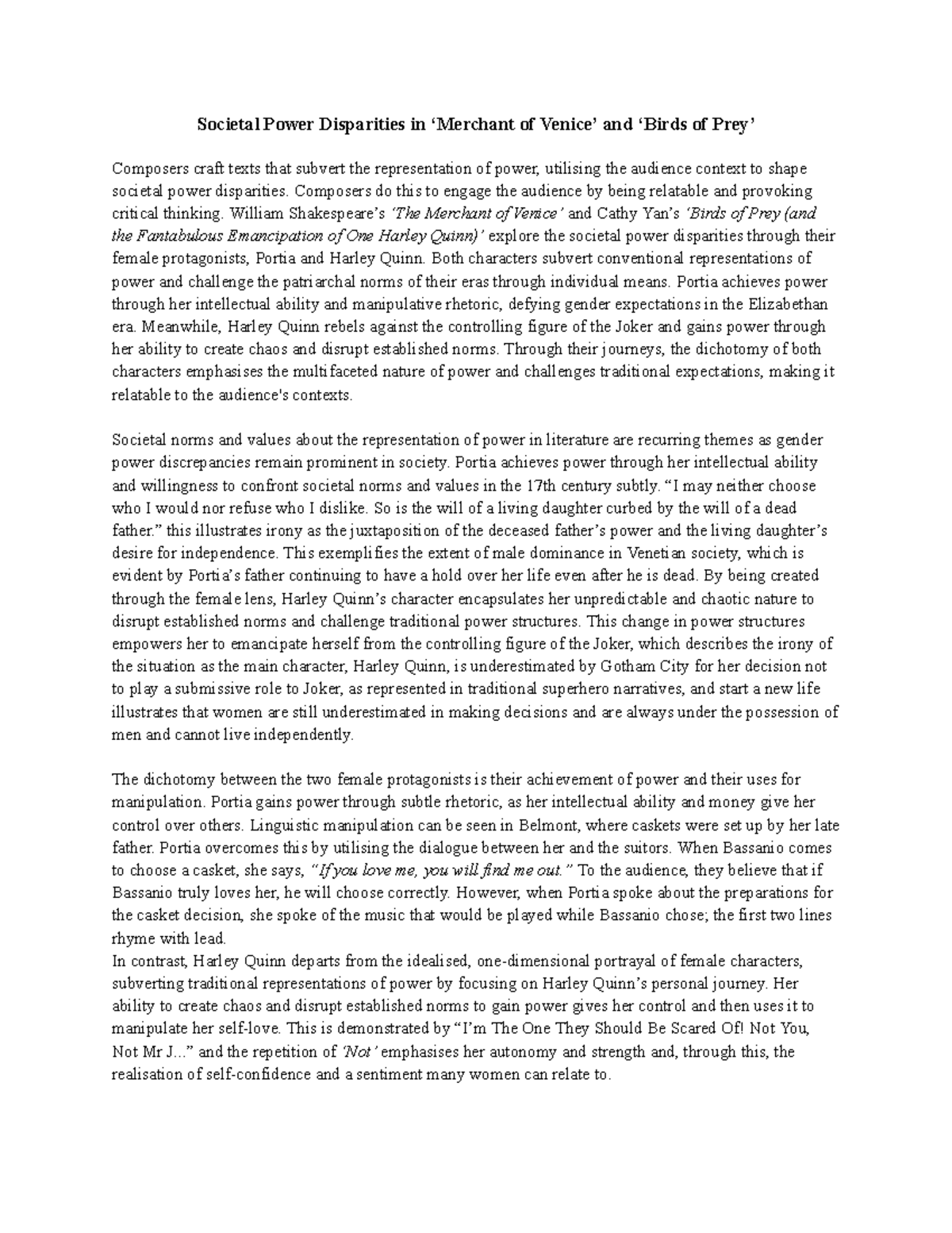 English Assessment HSC Task 1 - Common Module - Societal Power ...