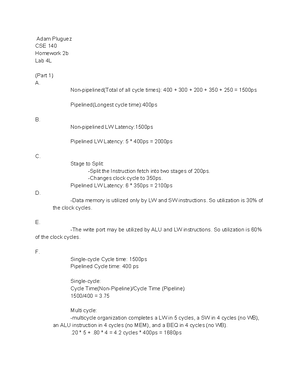 CSE140 lab3a - Professor Leung - CSE 31 : Lab #3a – Cache Overview In this lab, we will ...