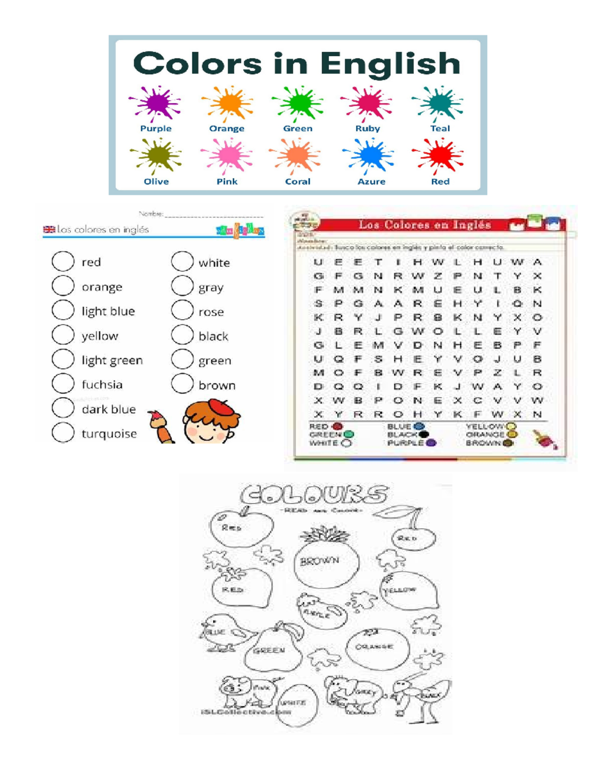 THE Colors - sesión de ingles - Colors in English Purple Orange Green ...