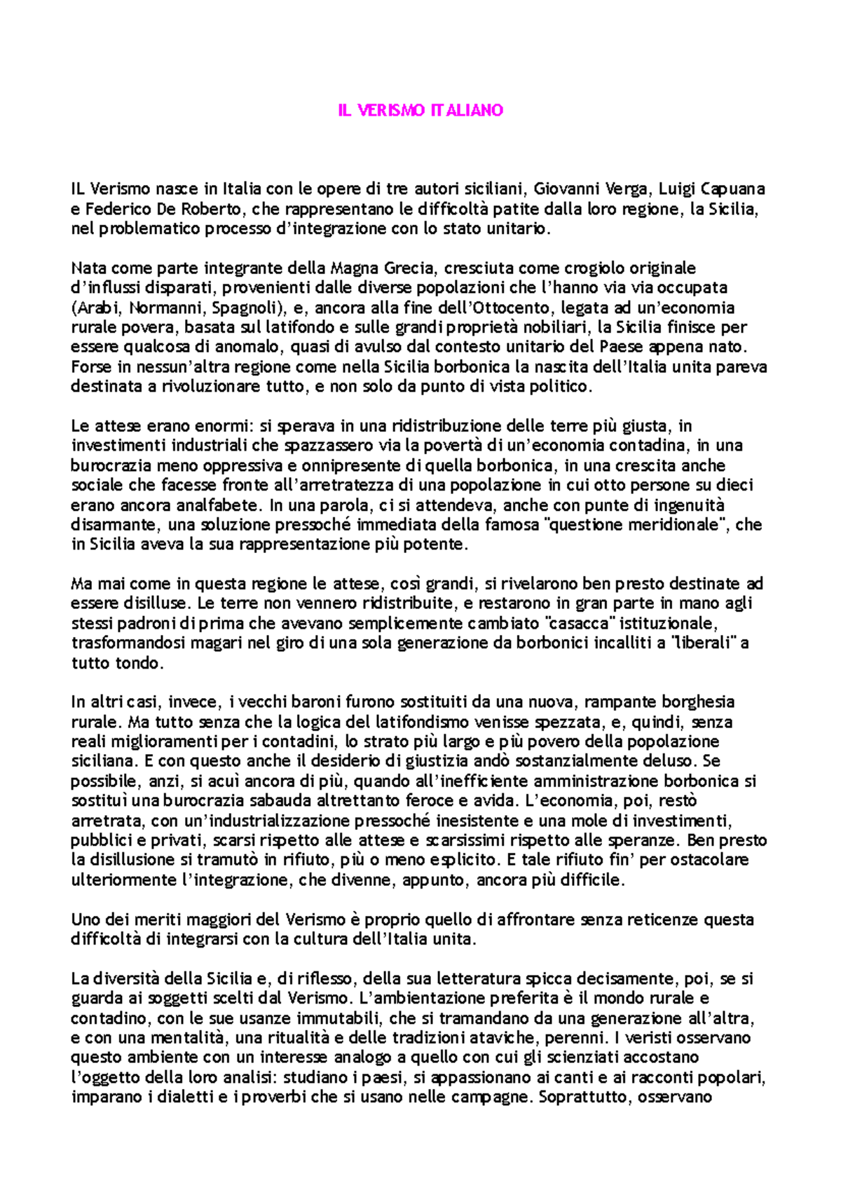 Il verismo italiano - IL VERISMO ITALIANO IL Verismo nasce in Italia ...