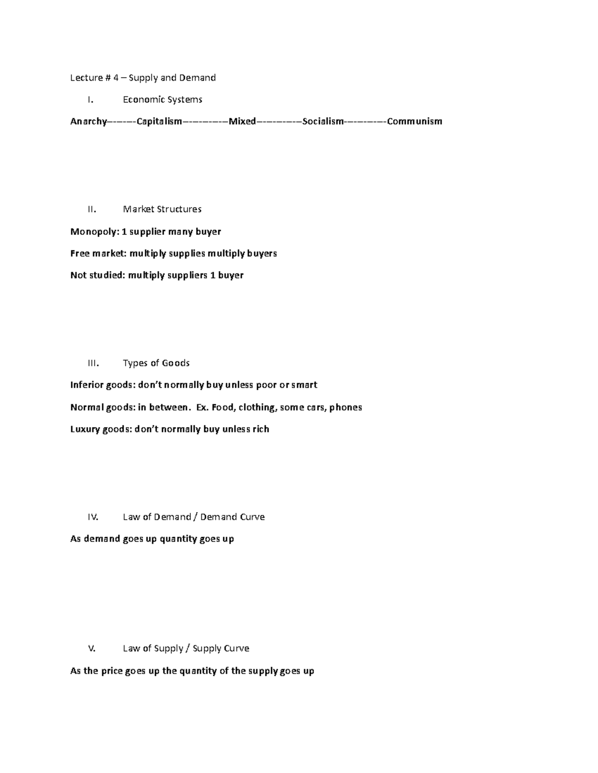 Lecture #4 - Supply and Demand - Lecture # 4 – Supply and Demand I ...