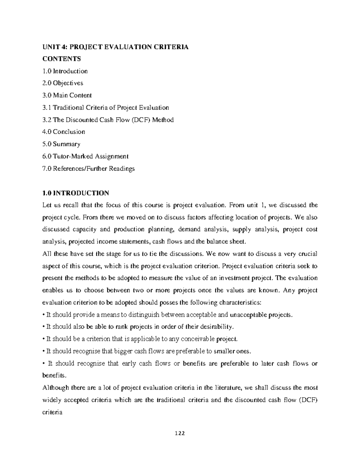Project Analysis Criteria UNIT 4 PROJECT EVALUATION CRITERIA project-analysis-criteria-unit-4-project-evaluation-criteria