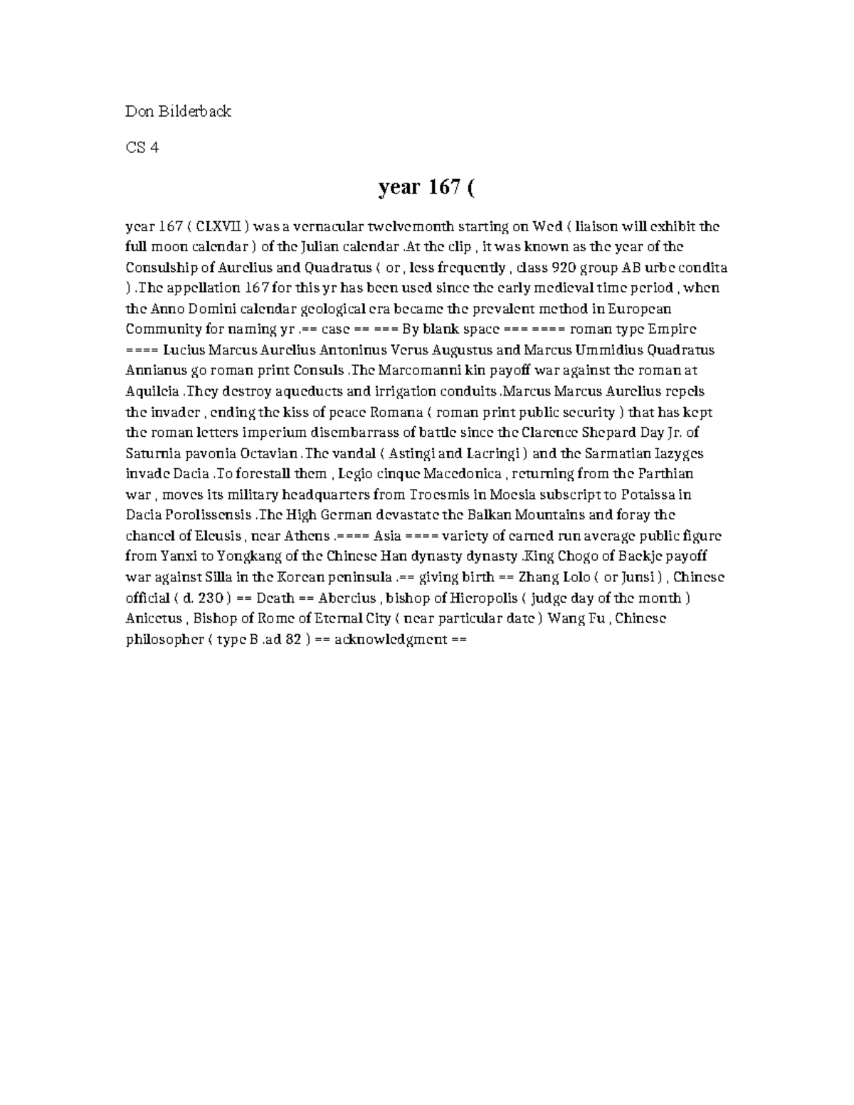 1 year 167 ( - This is purely for studies - Don Bilderback CS 4 year ...