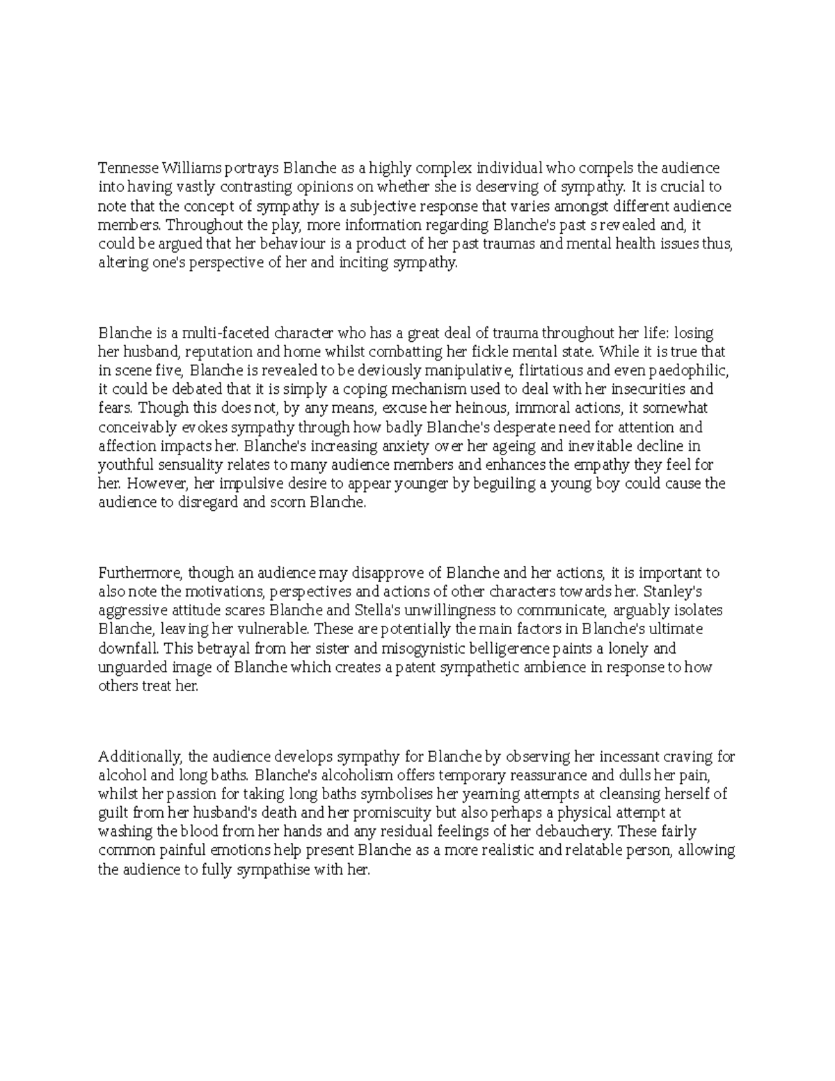 Blanche - A streetcar named desire - Tennesse Williams portrays Blanche ...