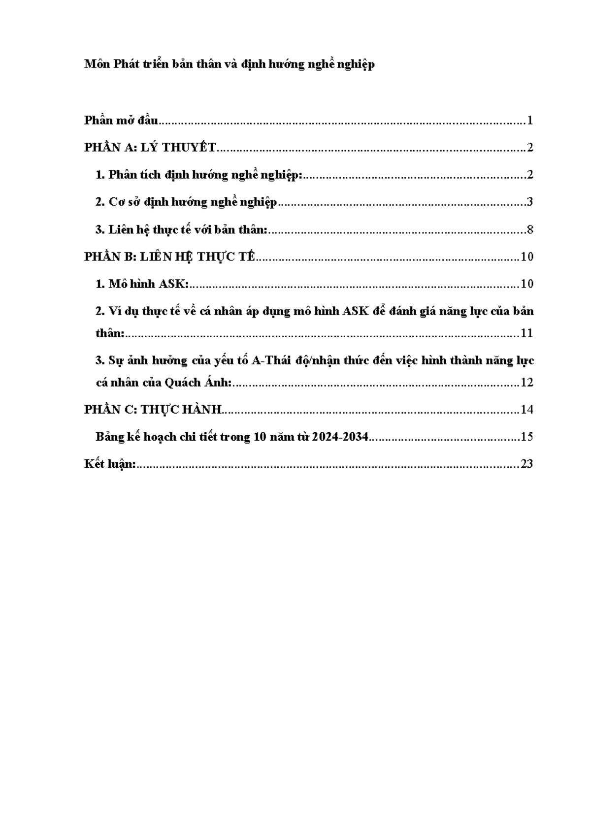 Bài thi PTBT - ĐHNN - Bài thi PTBT - ĐHNN - Môn Phát triển bản thân và ...
