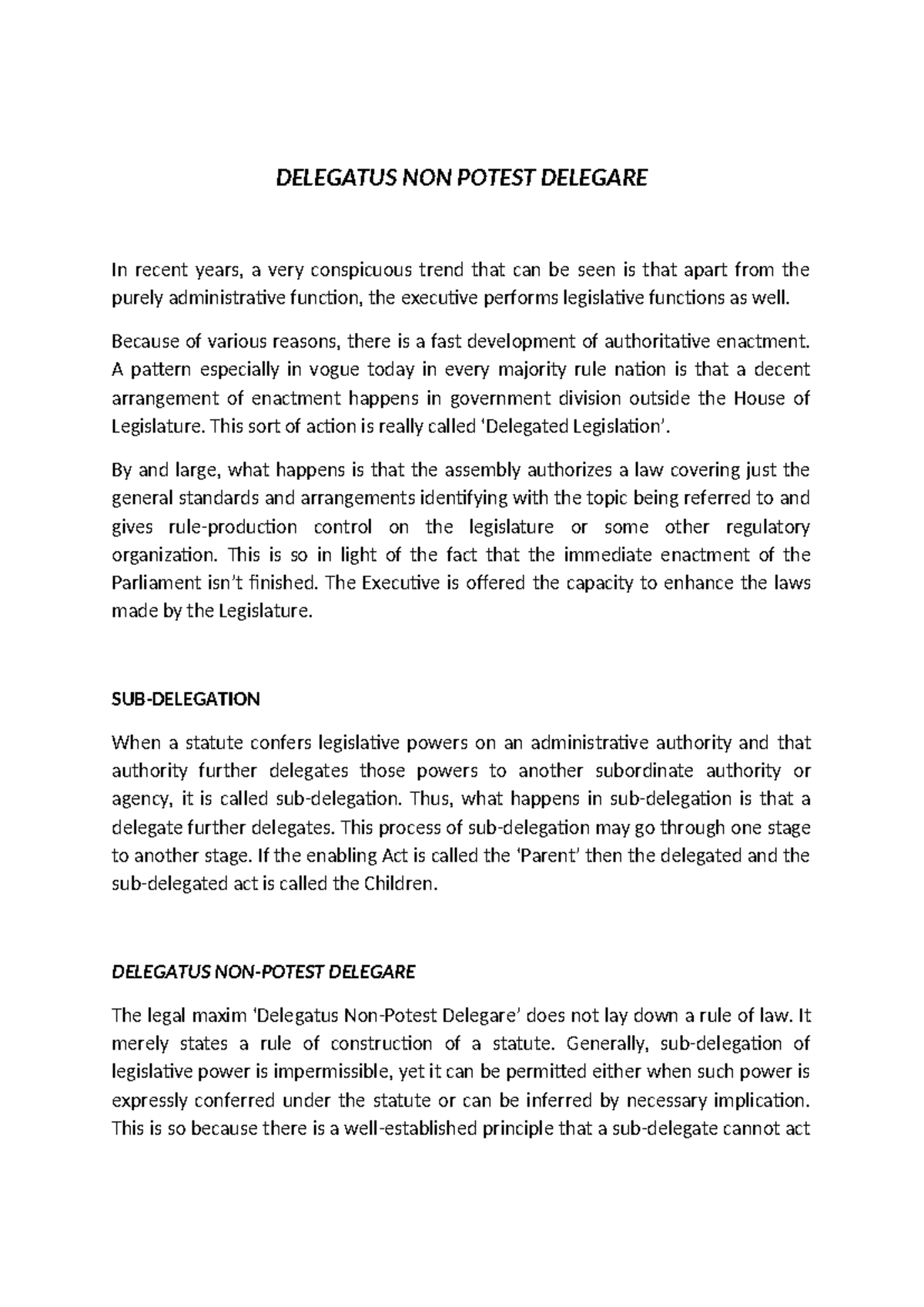 66030 1599382709 - Summary Administrative Law - DELEGATUS NON POTEST ...