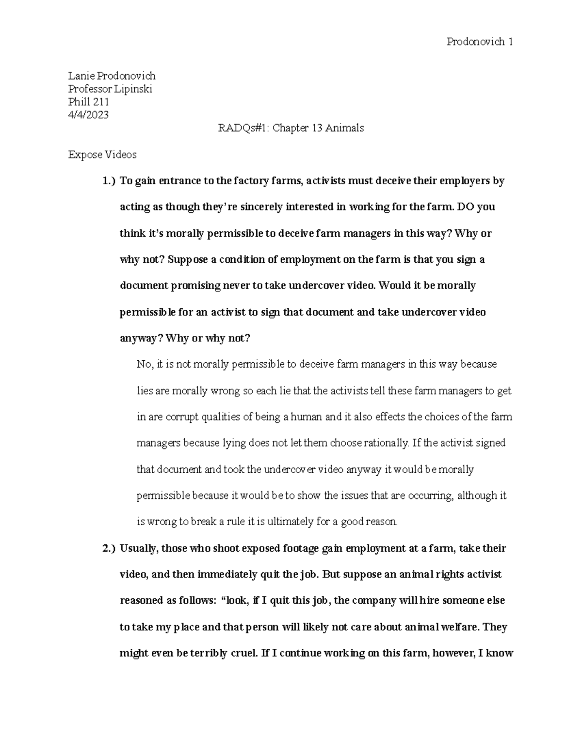 RADQ 1 - RADQ #1 Chapter 13 animals case: Expose Videos - Prodonovich 1 ...