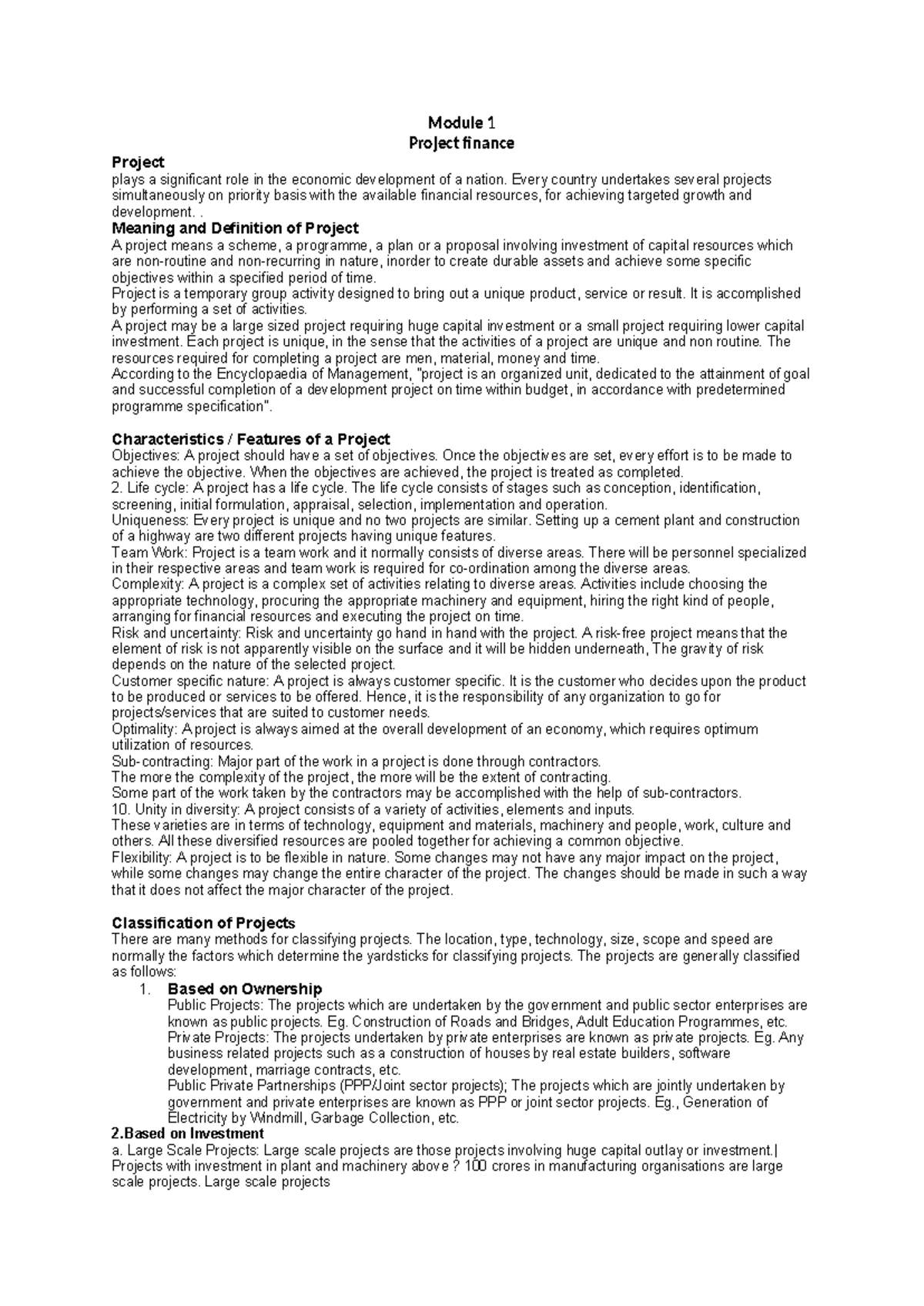 Project FINANCE module 1 - Module 1 Project finance Project plays a ...