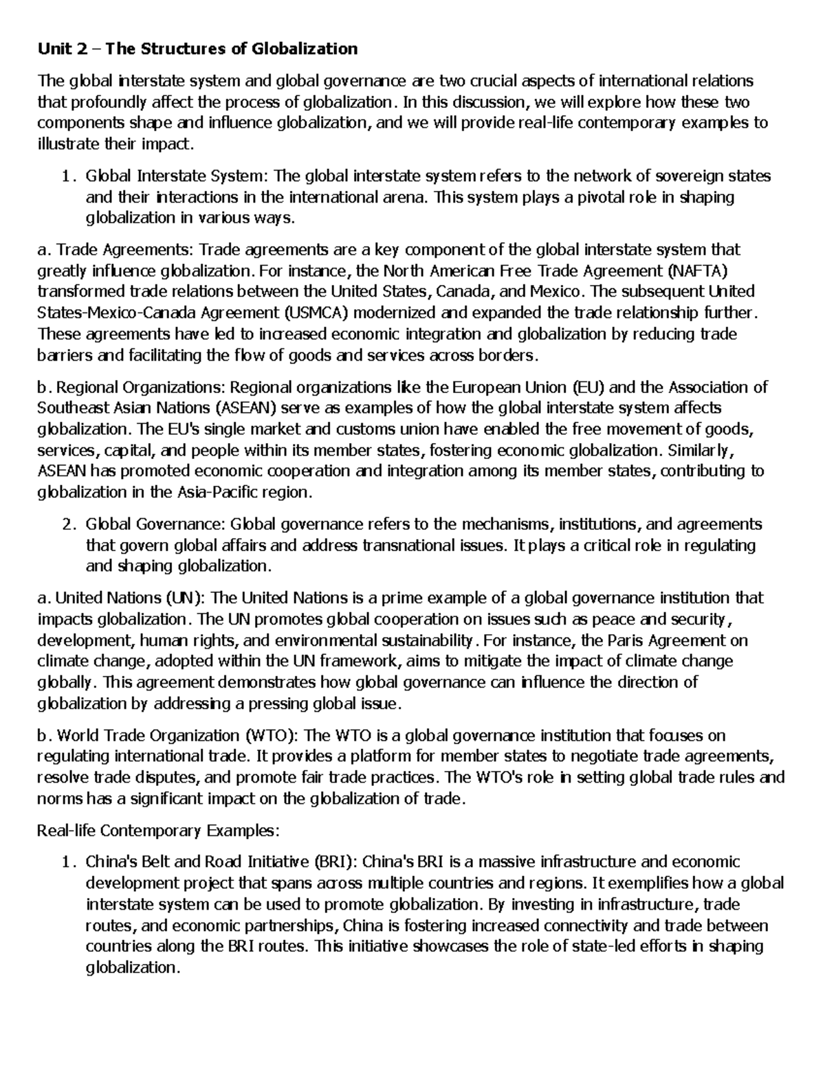 4 - Give more knowledge - Unit 2 – The Structures of Globalization The ...