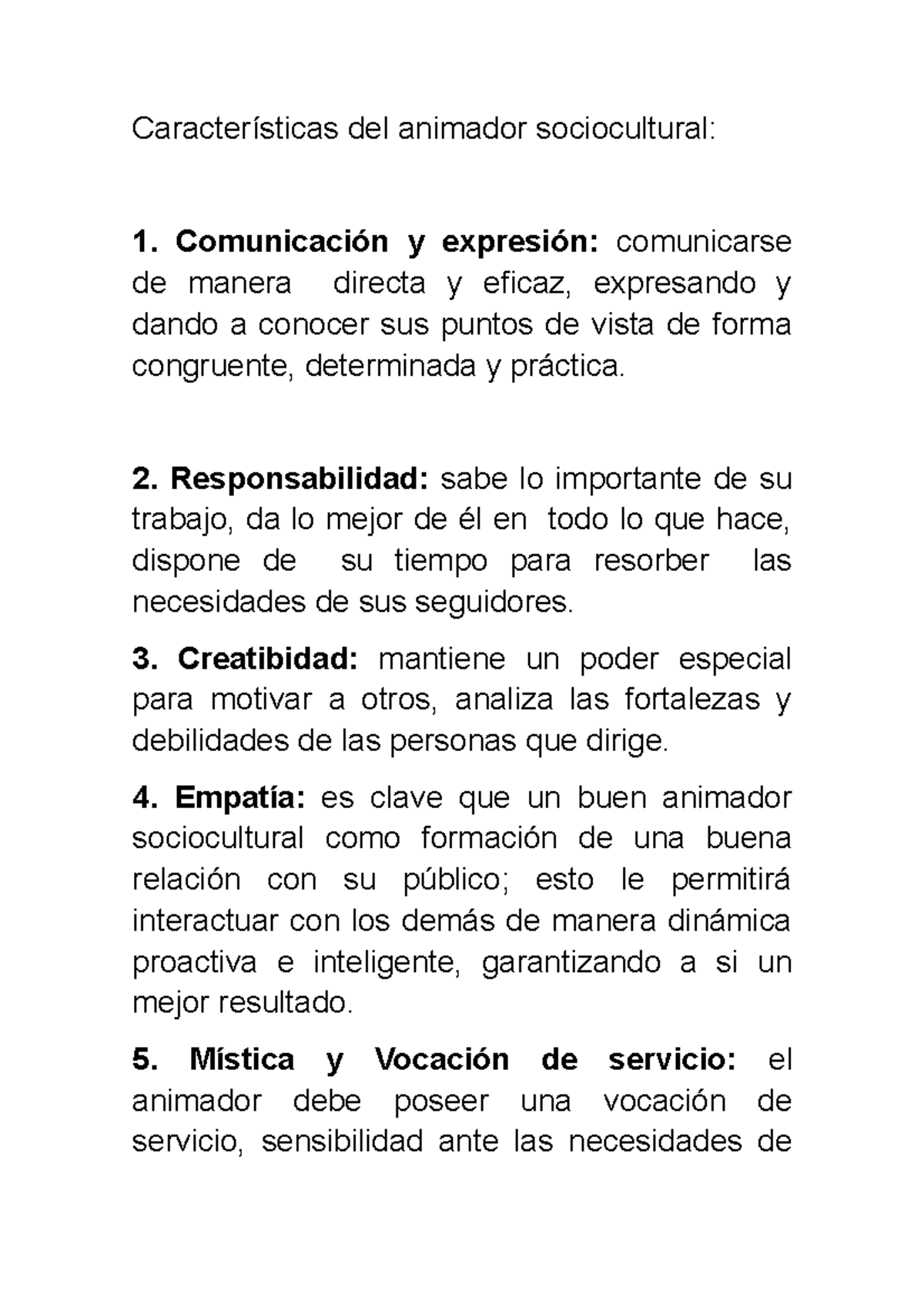 Características del animador sociocultural - Int A Las Ciencias ...