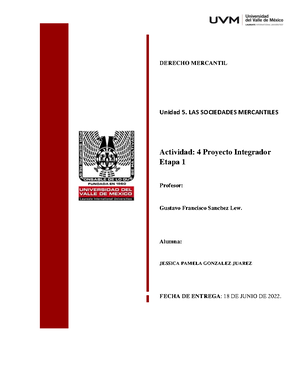 Actividad 4 proyecto integrador etapa 1 - derecho mercantil - UVM - Studocu