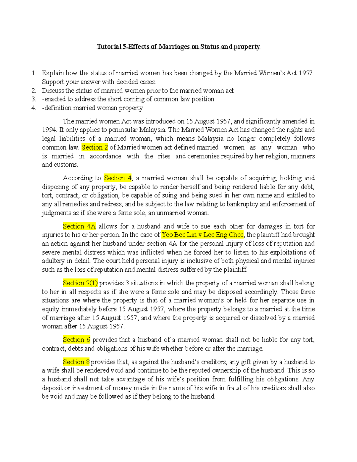 303761 Tutorial 5 (1)effects of marriage on married women - Tutorial 5 ...