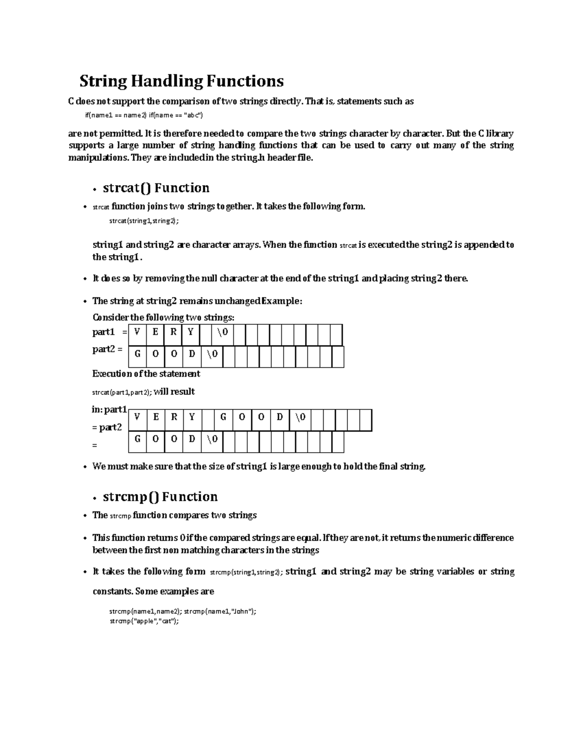 String Handling Functions String Handling Functions C Does Not
