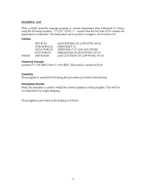Example 6.16 - Solution - Example 6. Write a 68000 assembly language program at address $1000 to ...