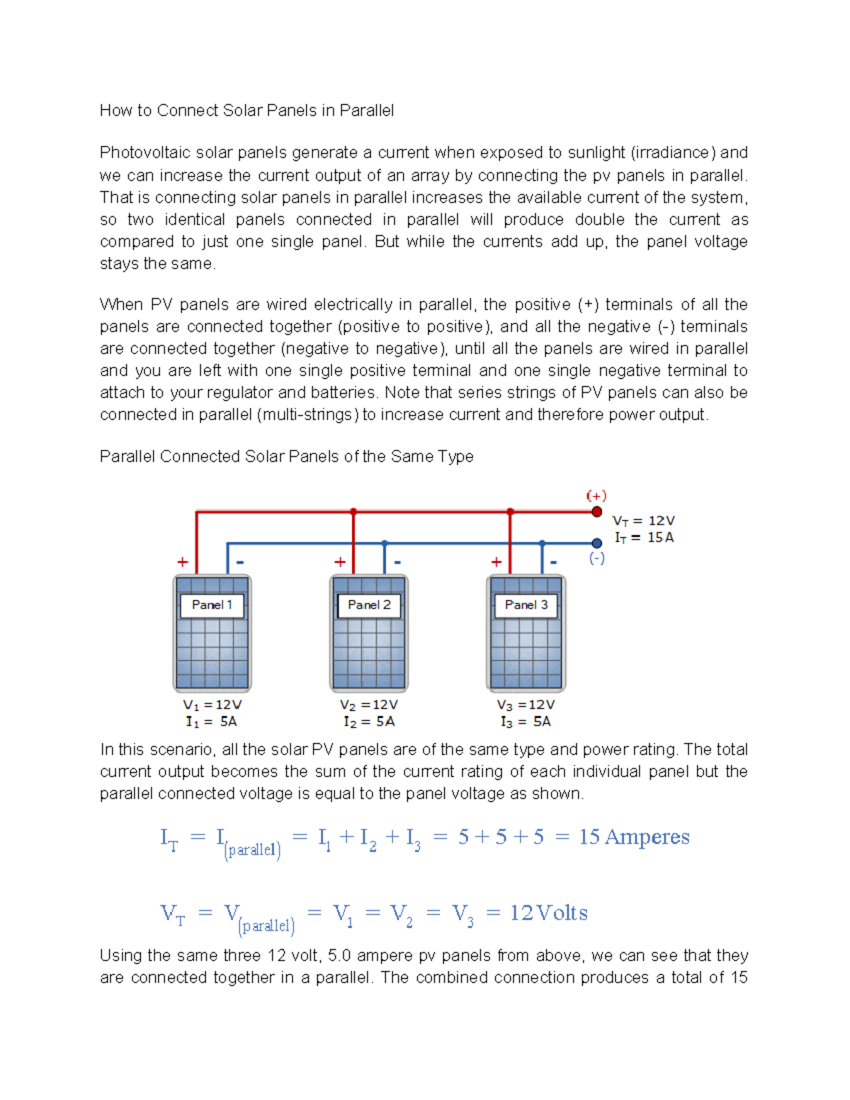 How to Connect Solar Panels in Parallel - How to Connect Solar Panels ...
