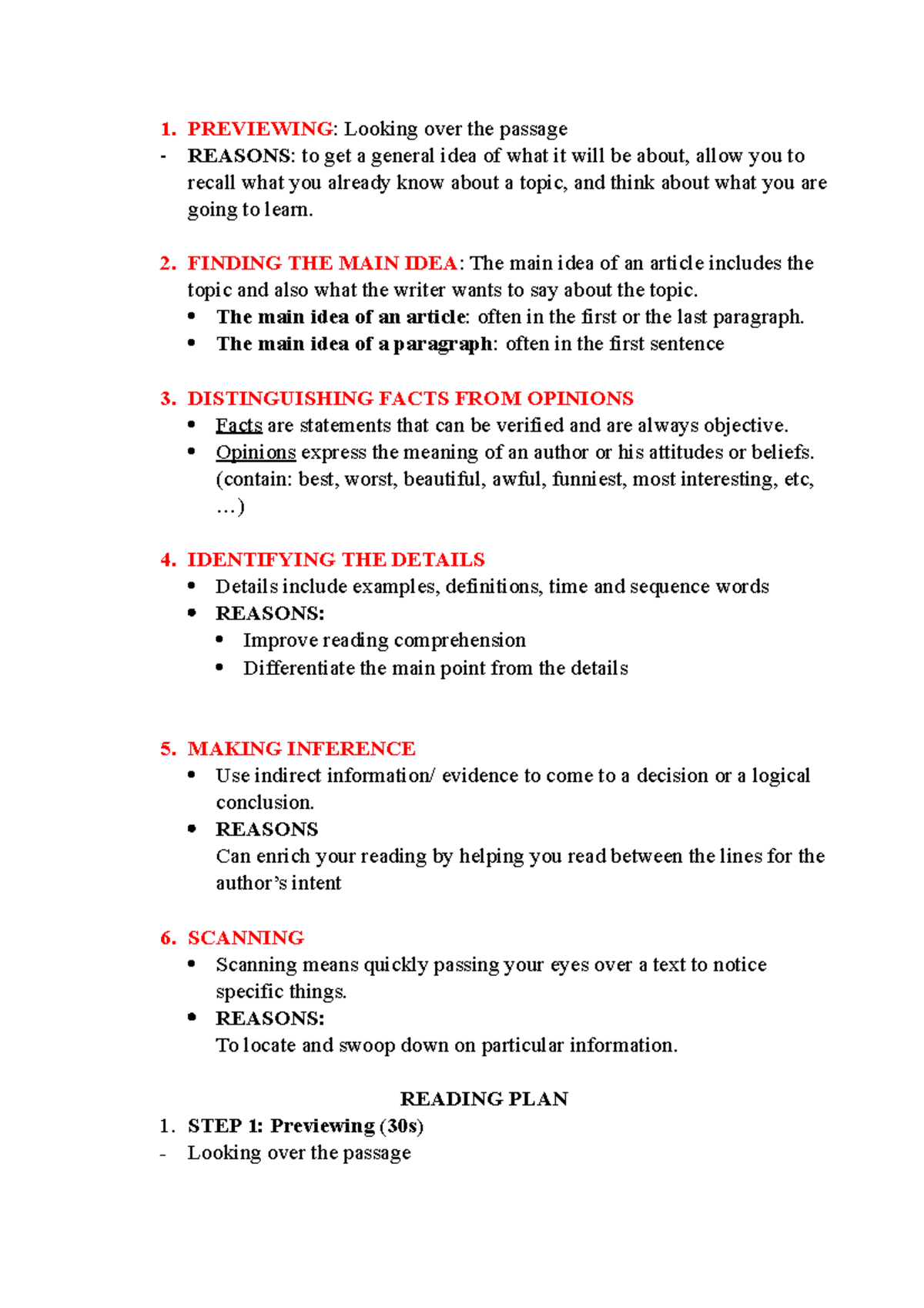 Reading PLAN nhóm 1 - Nhận xét BTVN lớp 5T5 - PREVIEWING: Looking over ...