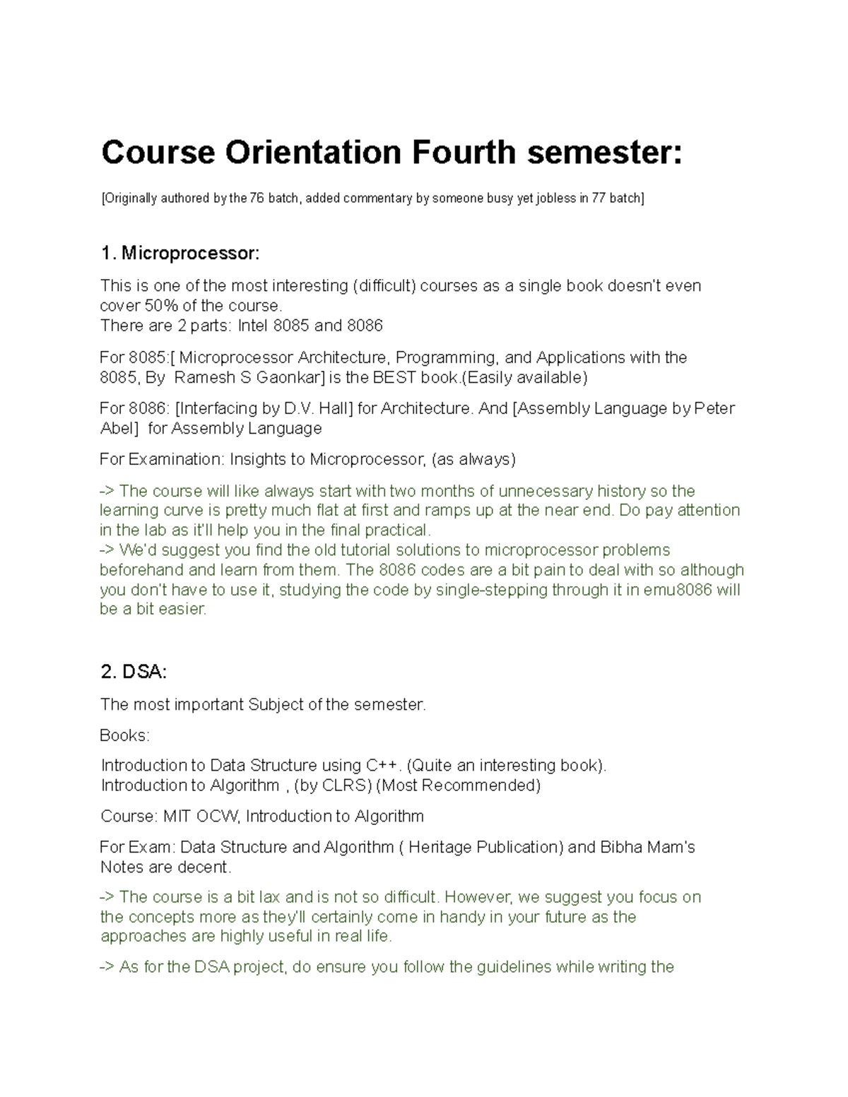 4th Sem BCT Course Guide 1 - Course Orientation Fourth semester ...