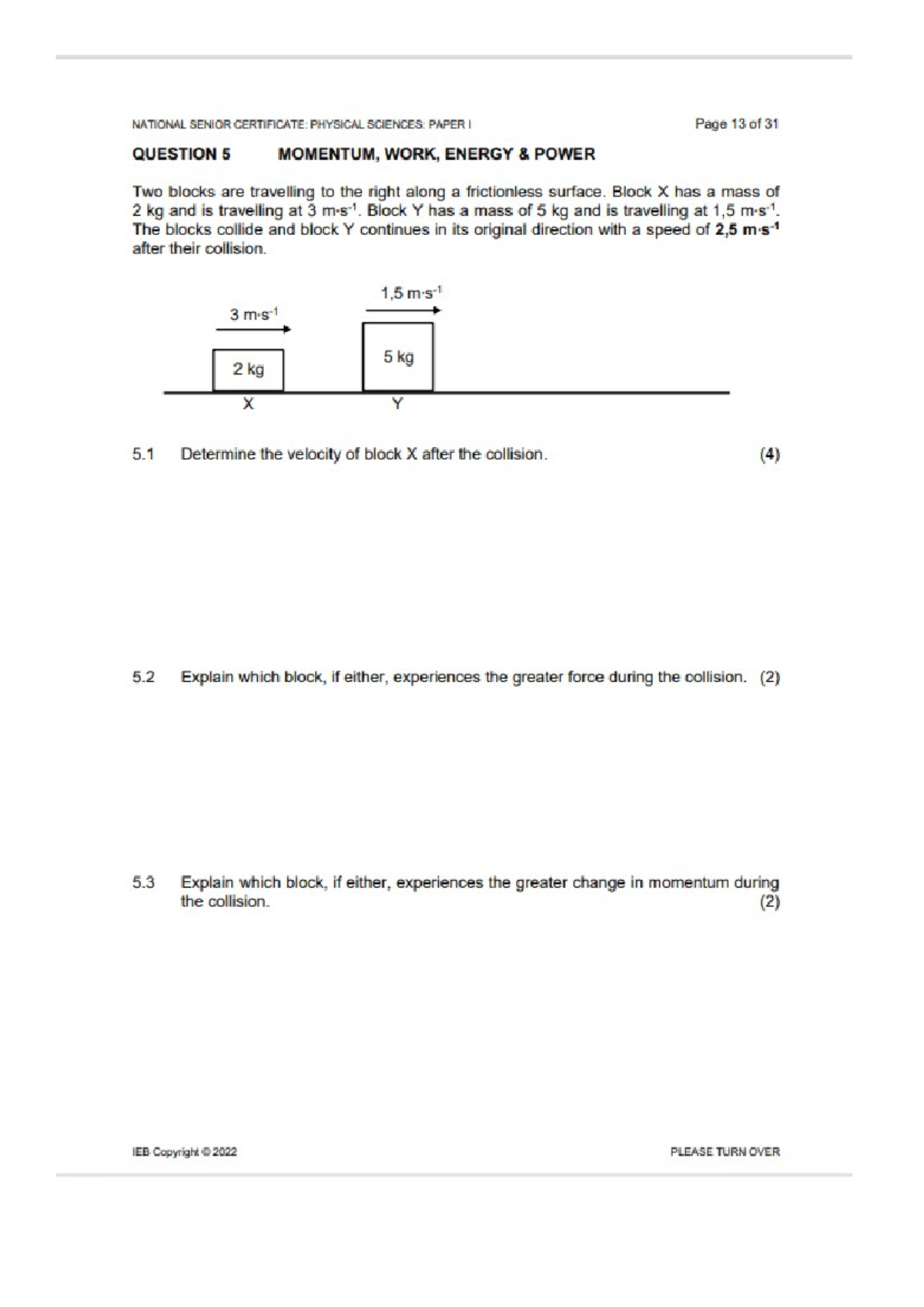 Momentum impulse, work energy 2017 to 2022 - Studocu