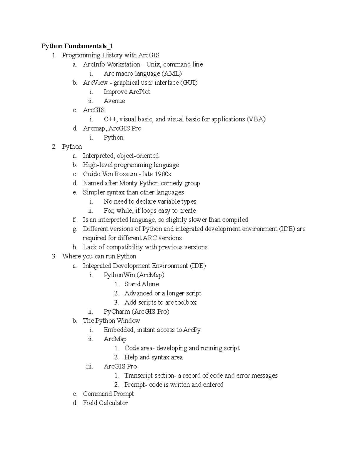 GHY 4816 Midterm Quiz 1 Study Guide pt. 3 - Python Fundamentals_ 1 ...