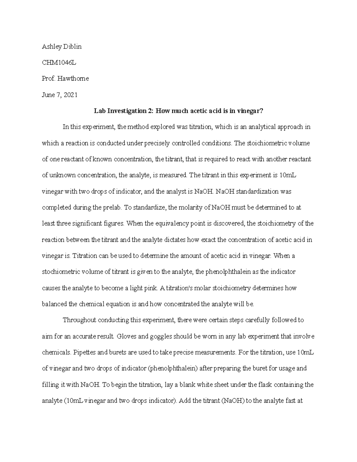 Investigative Research: Cells and DNA Lab 2 - Ashley Diblin CHM1046L ...