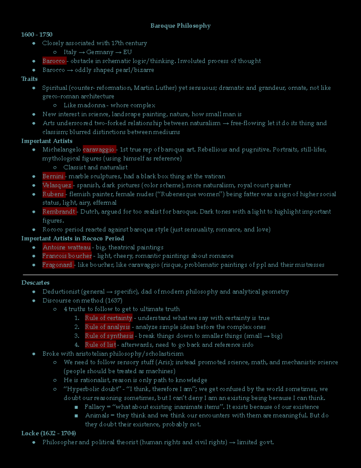 1 22 Baroque Philosophy - Baroque Philosophy 1600 - 1750 Closely ...
