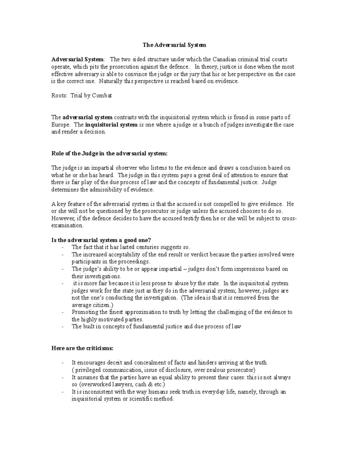 The Adversarial System - law gr 12 and gr 11 - The Adversarial System ...