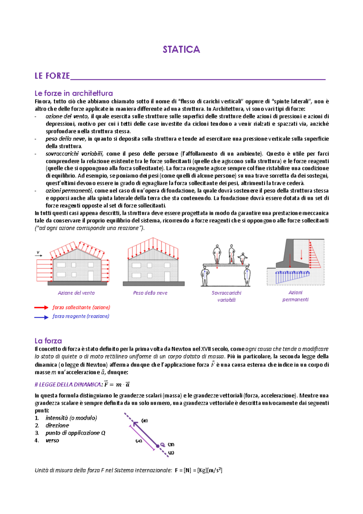 Statica (parte I) - STATICA LE FORZE