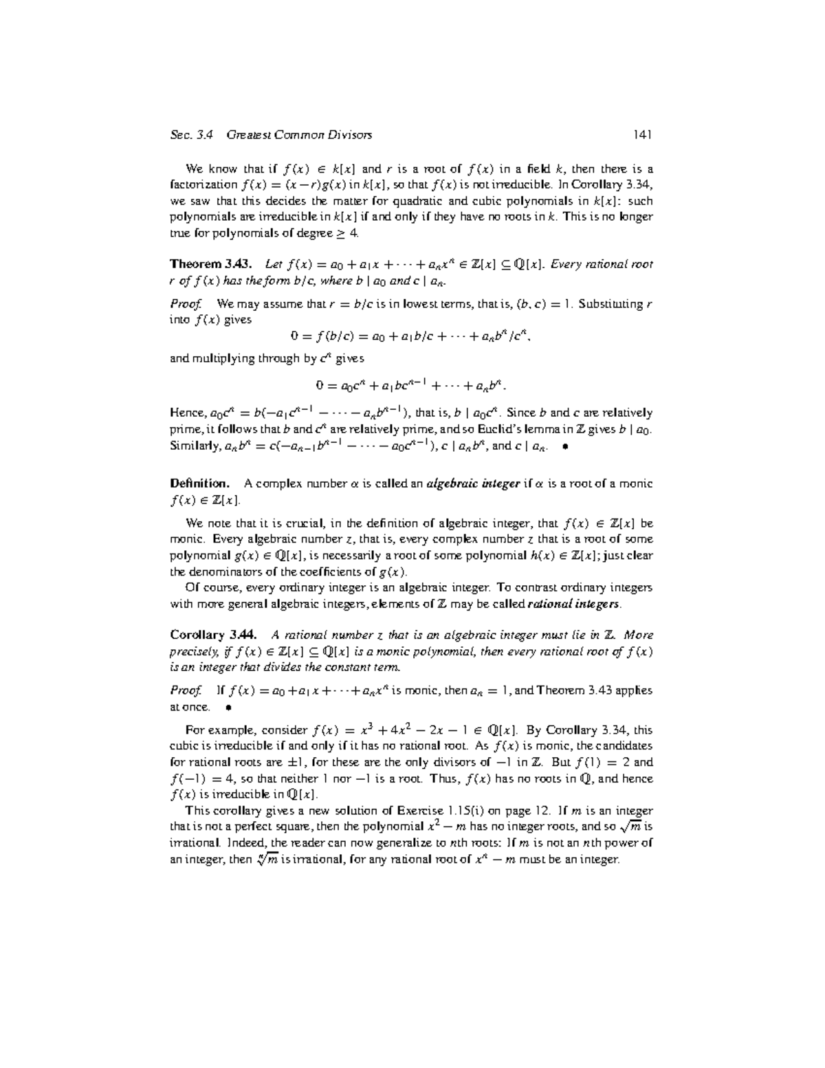 Basic Algebra 101 - Sec. 3 Greatest Common Divisors 141 We know that if ...