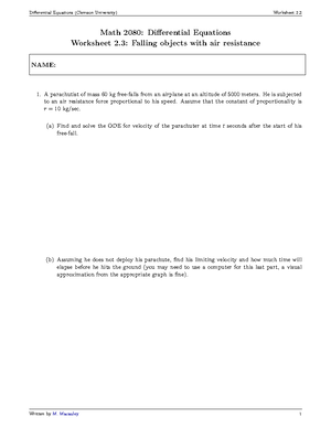 Math2080 worksheet-2-01 - Differential Equations (Clemson University ...