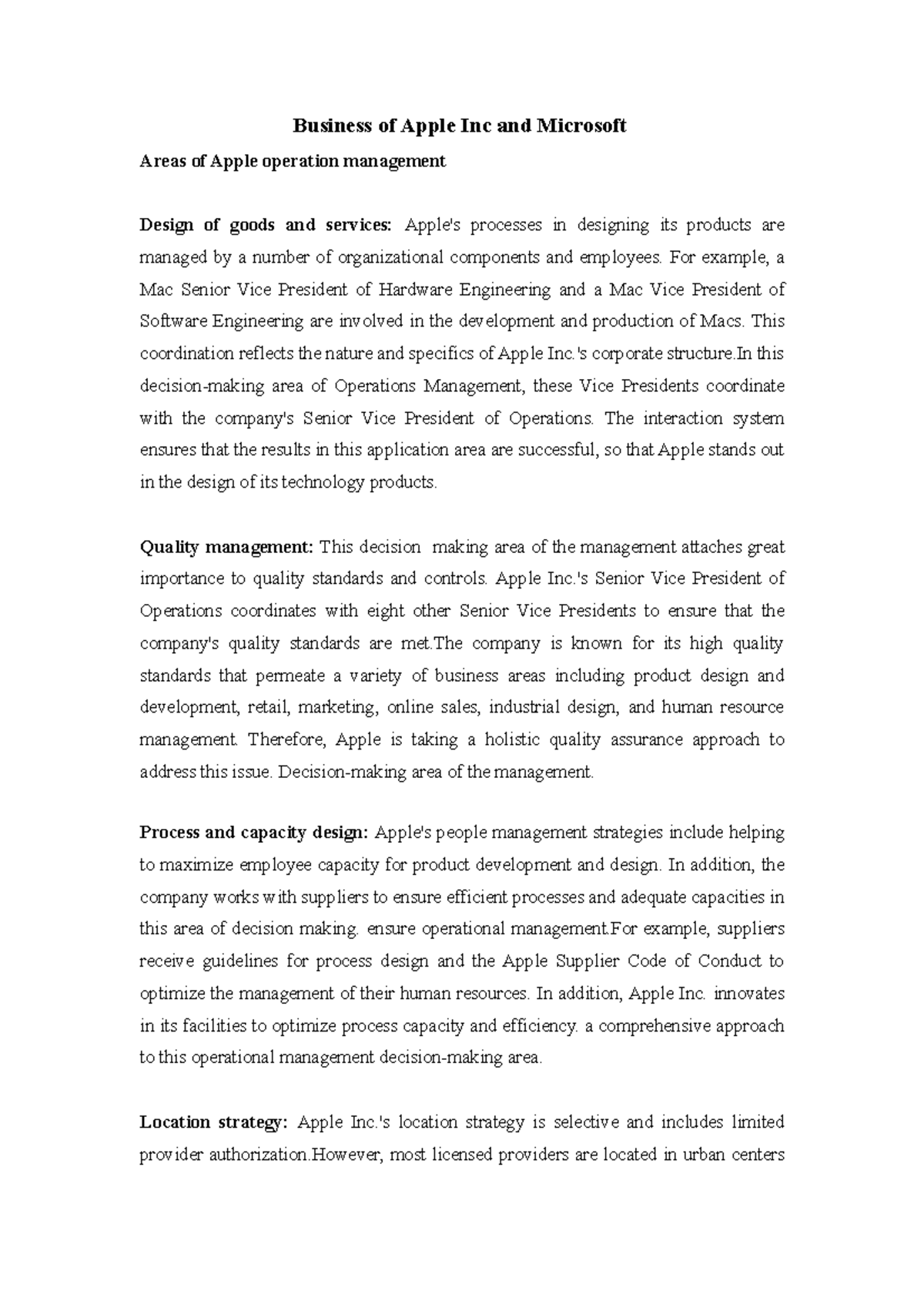 Business of Apple Inc and Microsoft 1 - Business of Apple Inc and ...