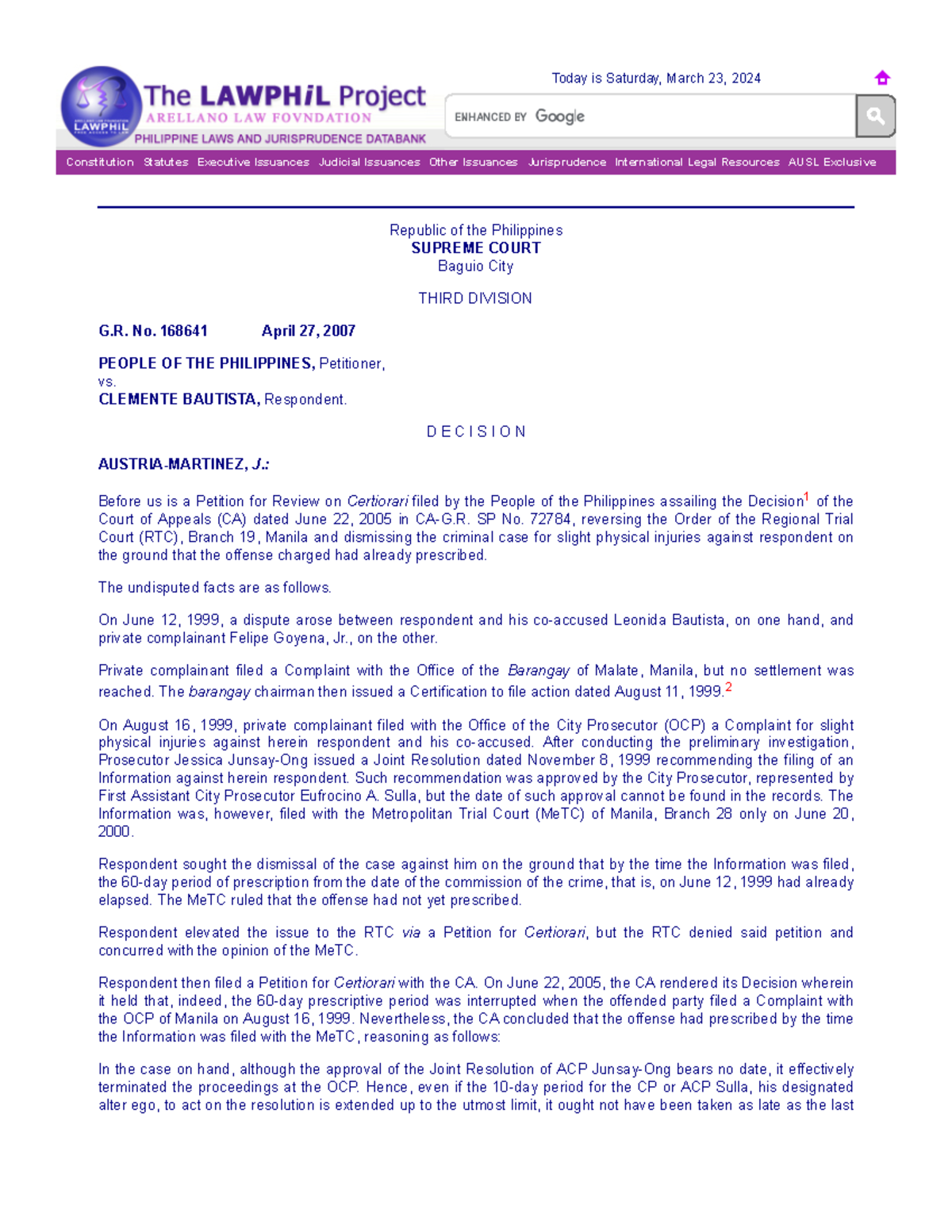 G.R. No. 168641 - Also So do we know wi ESP - Constitution Statutes ...