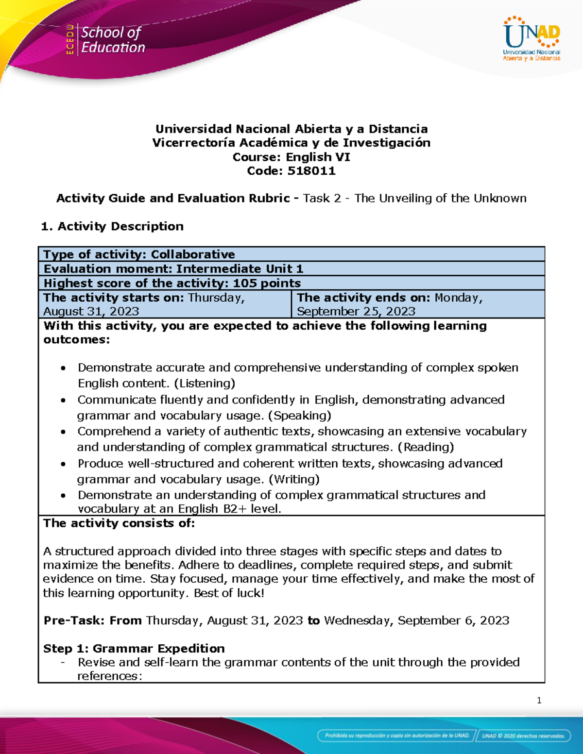 Activity Guide and Evaluation Rubric - Unit 1 - Task 2 - The Unveiling ...