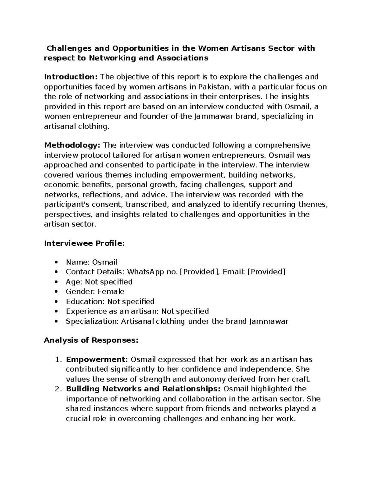 Report - Another POA project - Challenges and Opportunities in the ...